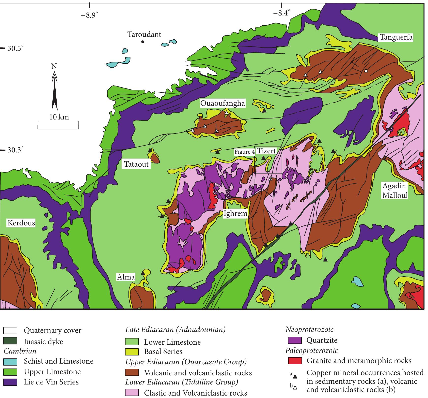 Ficure 2: geological and structural map of the