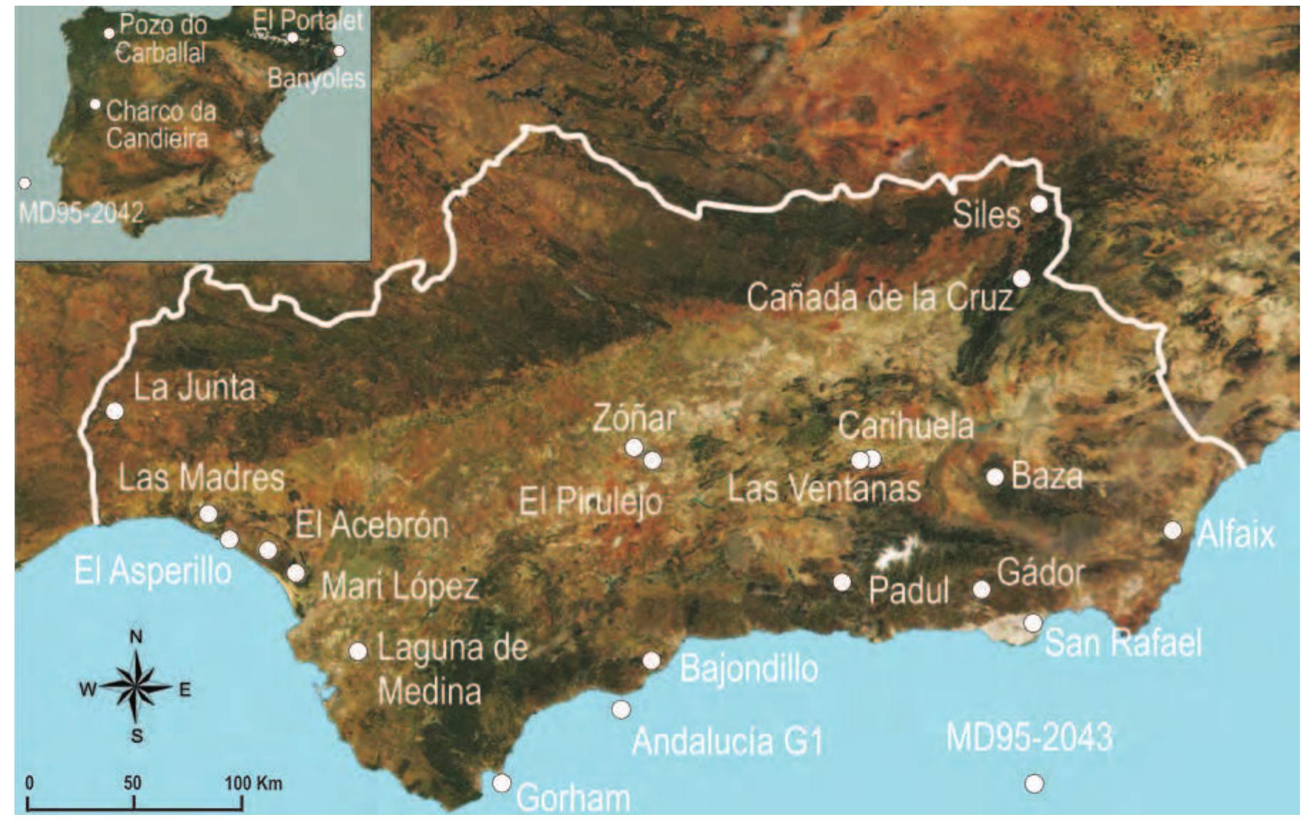 Mapa con la localizacion de las secuencias polinicas
