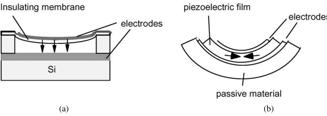 Schematic cross section through (a) electrostatic and (b)