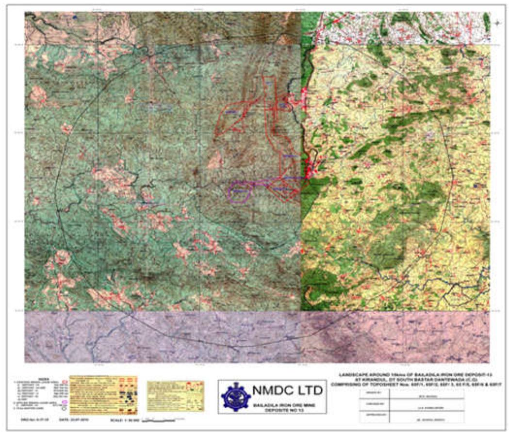 Location map of the iron ore deposits (mining lease area)
