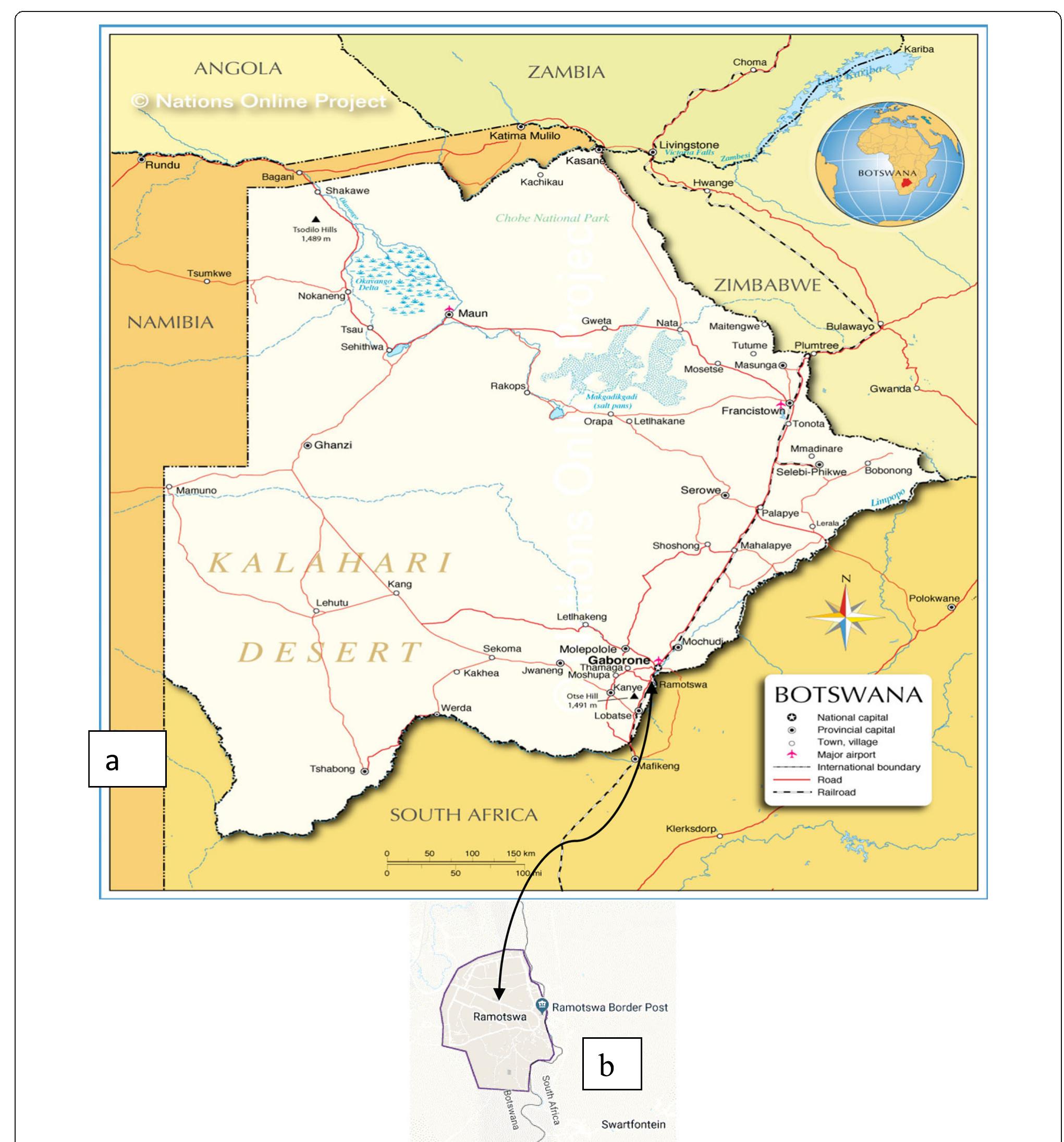 Maps of a botswana and b botswana's south east district