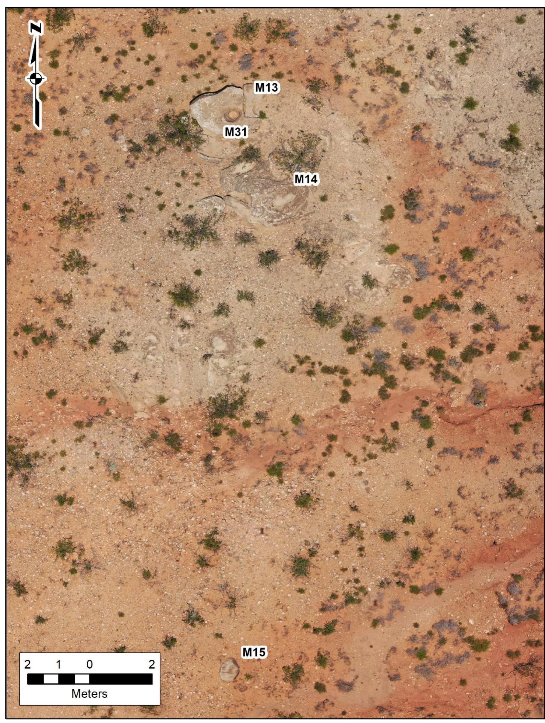 11. aerial map of bedrock feature locations in area 5 at la