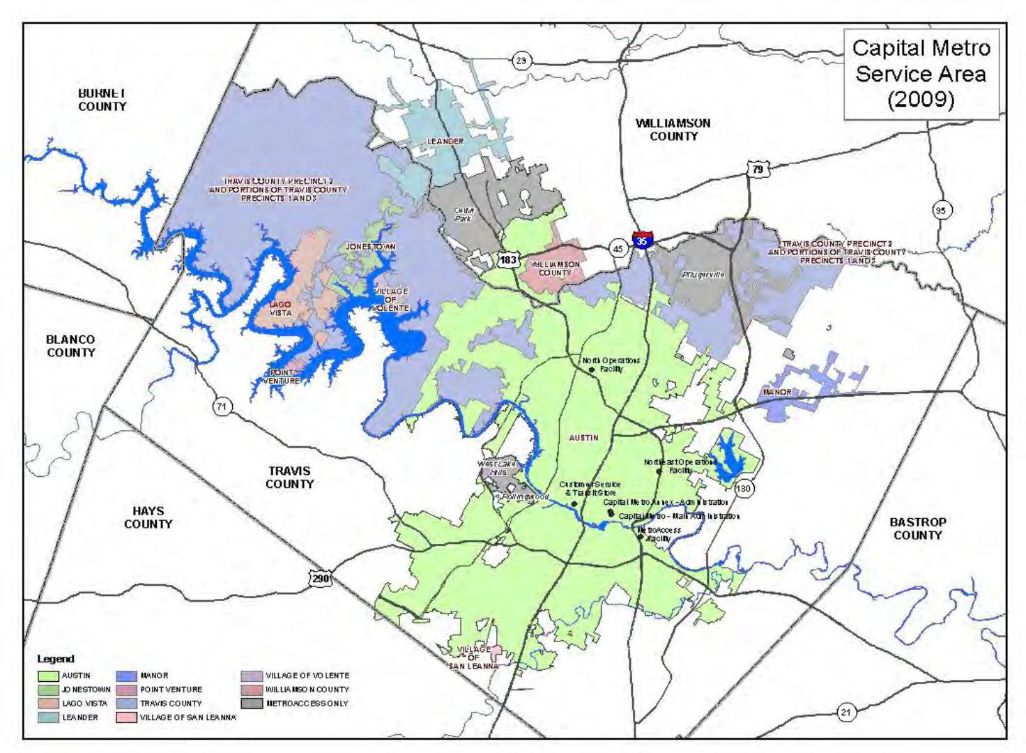 2: capital metro service area map summary of chapters