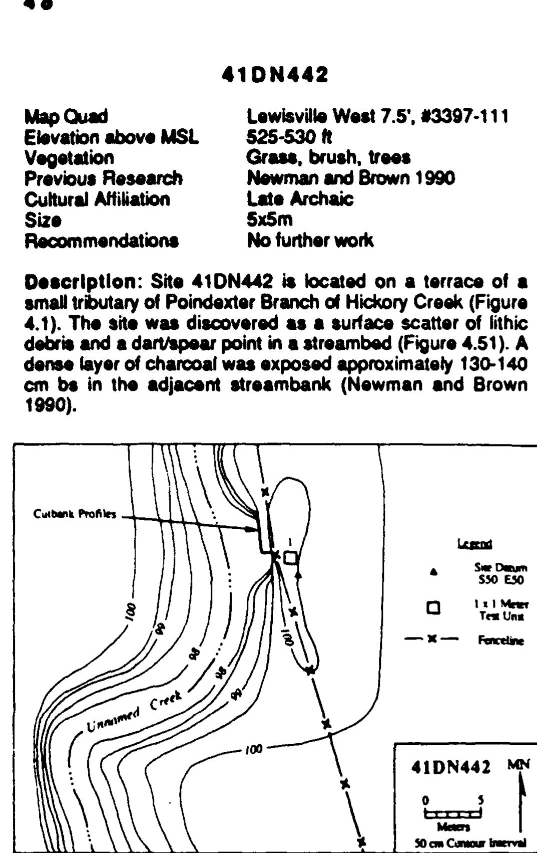 51 map of site 41dn442. (contour line 100 approximates the