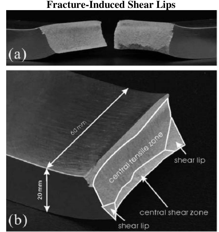 Physical appearance of shear lips due to fracture [3].