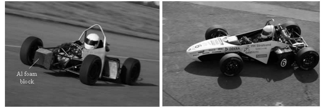 Crash protector in a model racing car built by students at