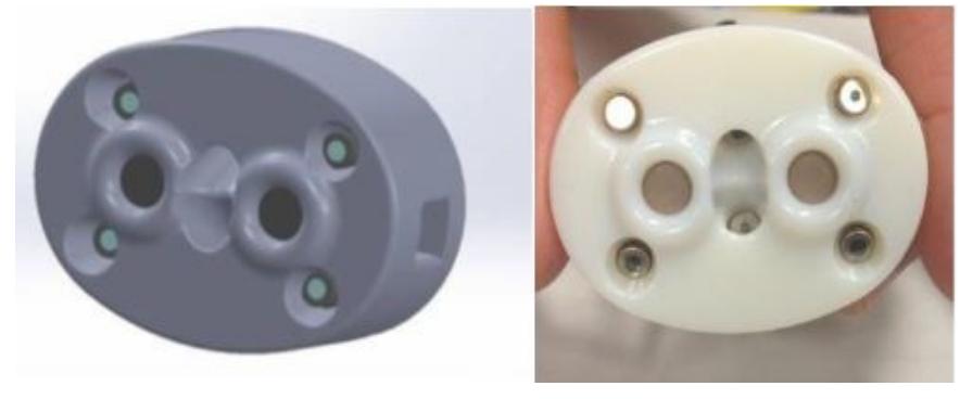 Design of the probe in solidworks and the prototype figure