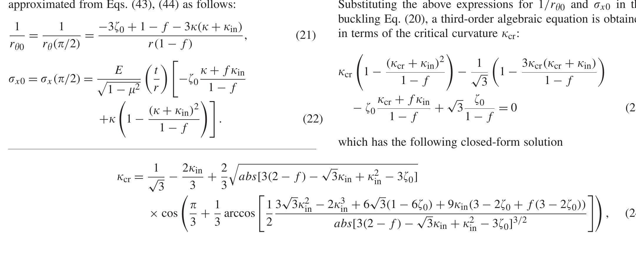 Figure 32 - Buckling and post-buckling of long pressurized