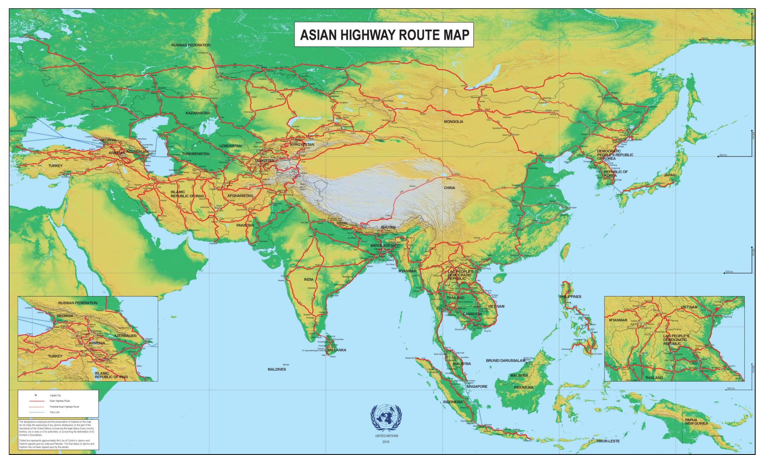 —asian highway route map (unescap, 2010a).