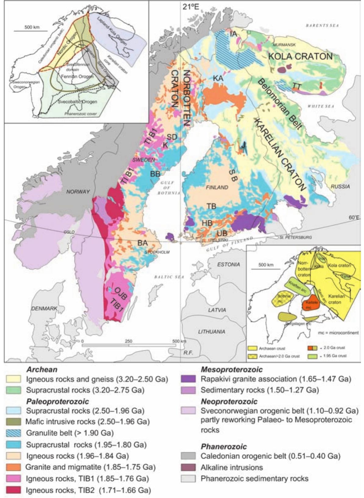 Simplified geological map of fennoscandia based on koistinen