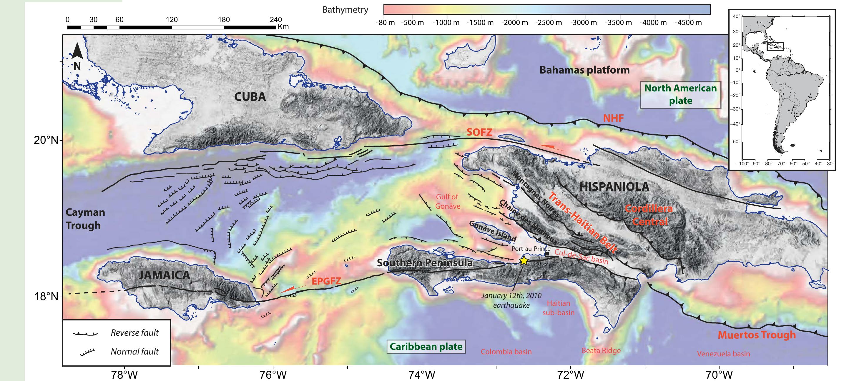 Tectonic map of the northern caribbean plate boundary in the