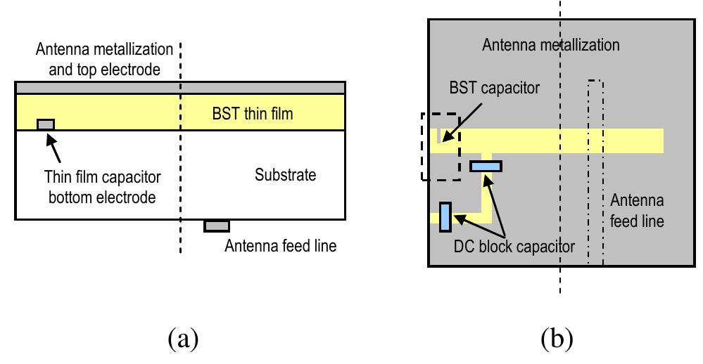 Schematic cross section view (a) and top view (b) of the bst