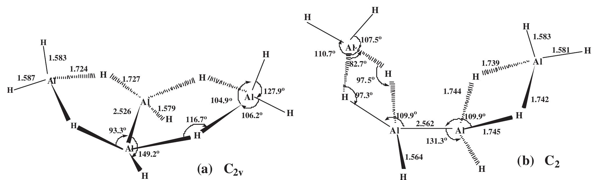 Optimized structures of tetraalane(10) at mp2(full)/6-31g(d)