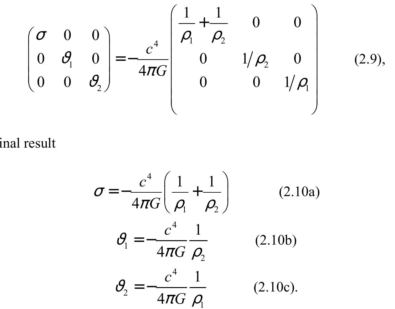 These are the einstein equations. equations (2.10a-c) imply