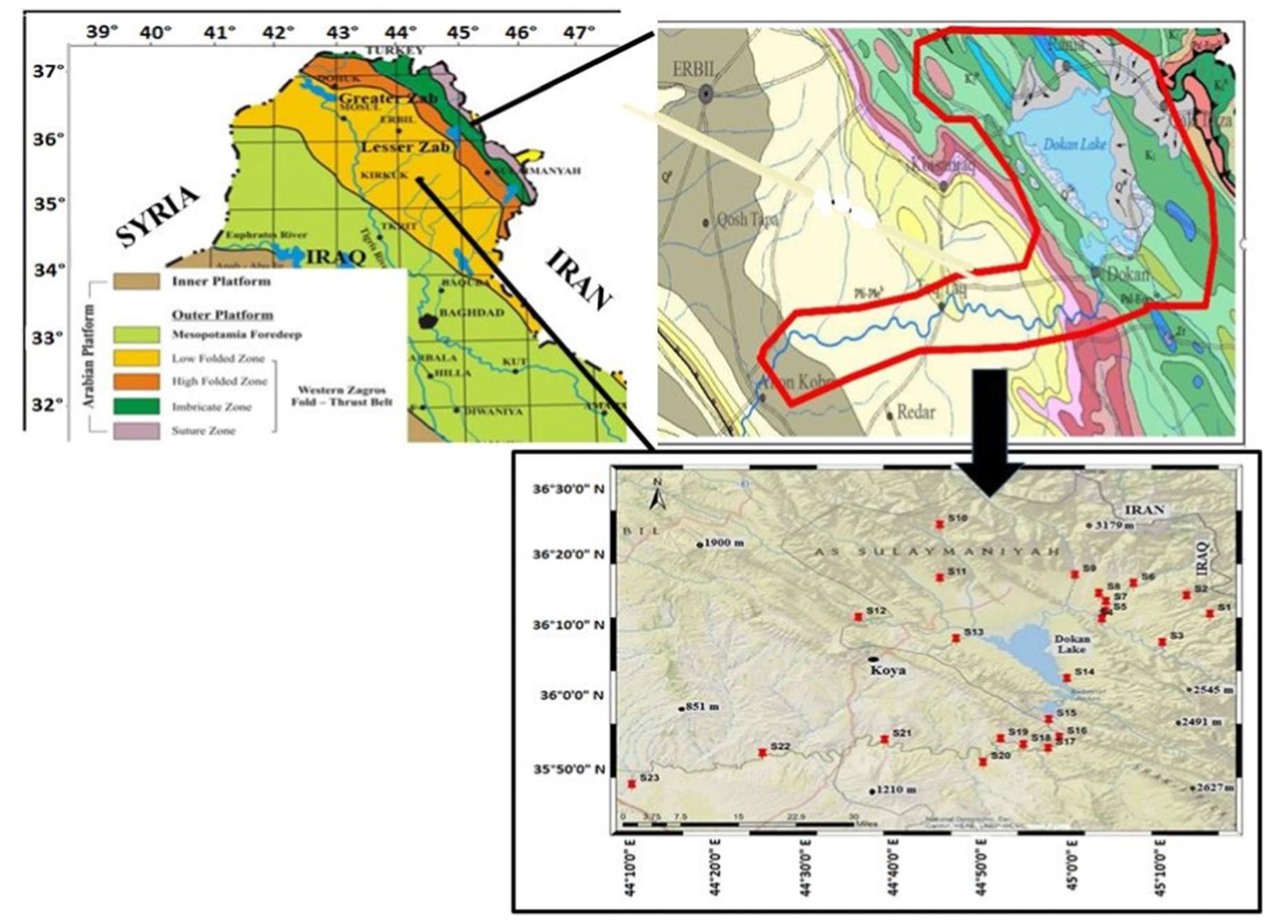 Map of the study area and sampling sites thirteen separate