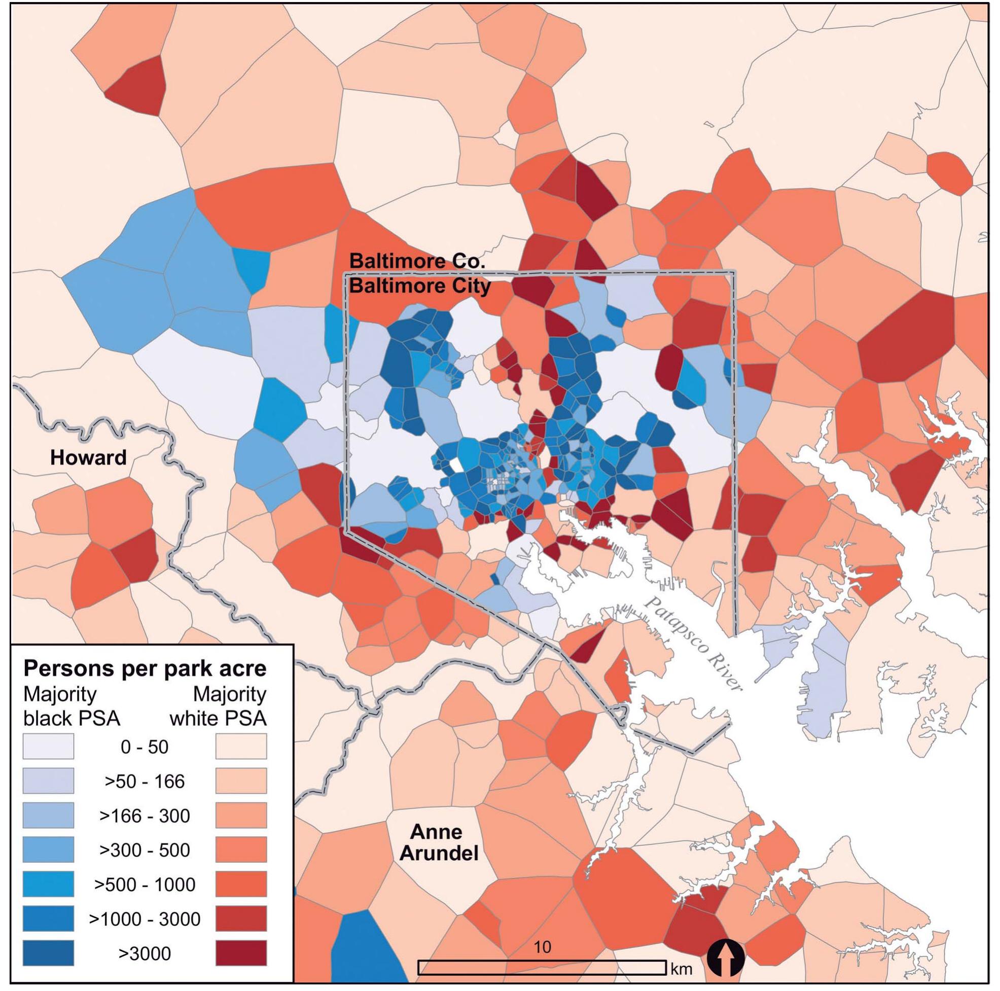 Park congestion levels in the greater baltimore region,