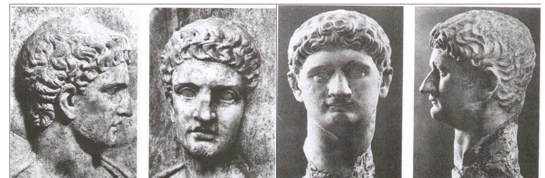 Front and side view of domitian portrait, cancelleria b,