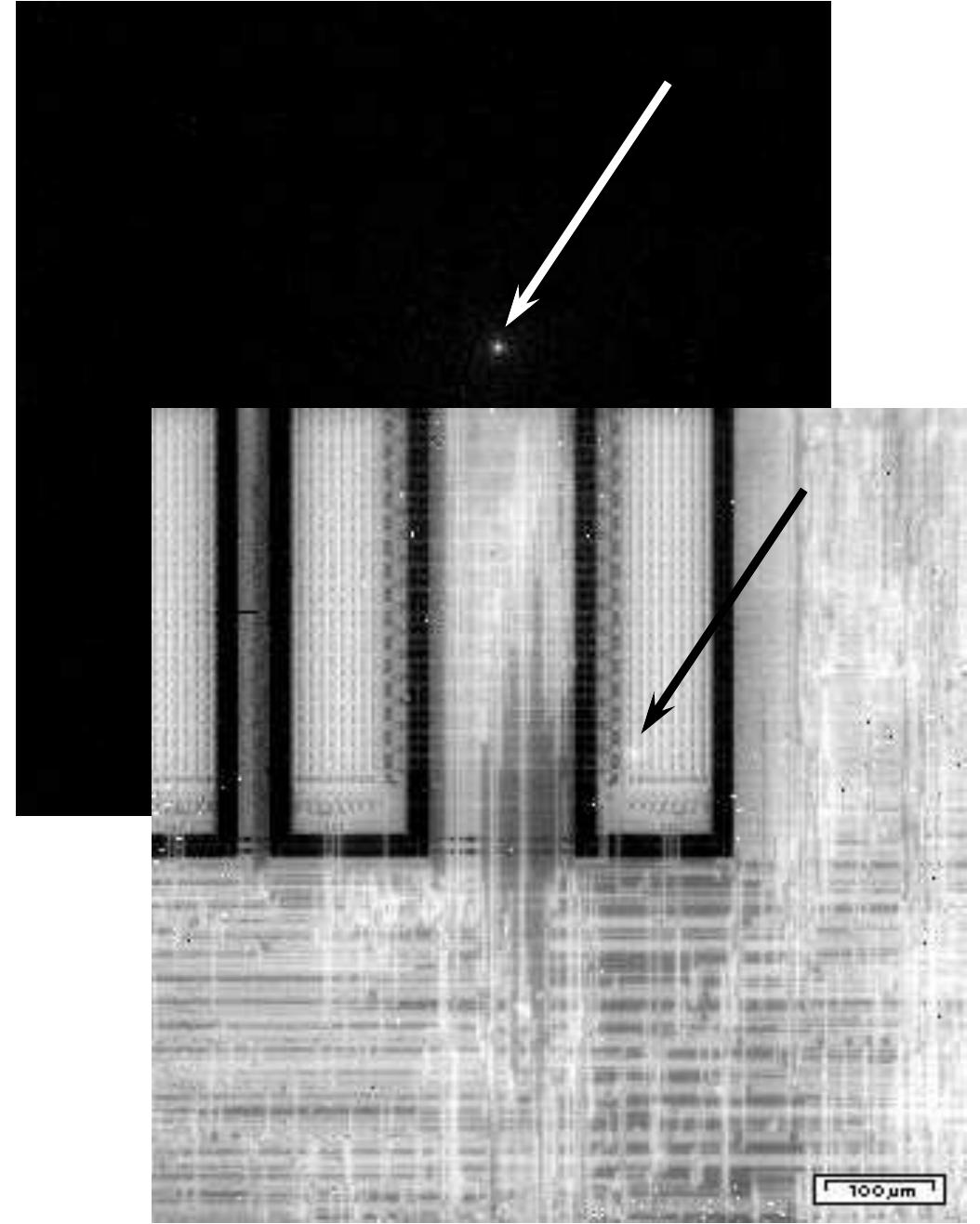 Top — amplitude image, bottom — ir topography image with
