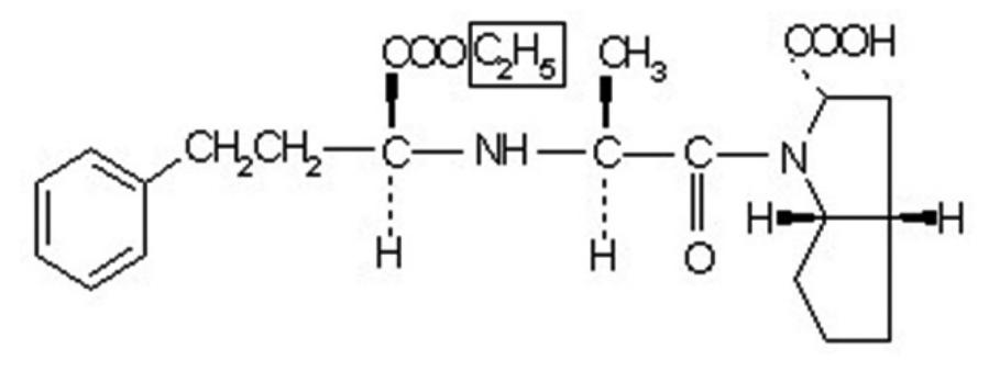 Chemical structure of ramipril. the structure enclosed