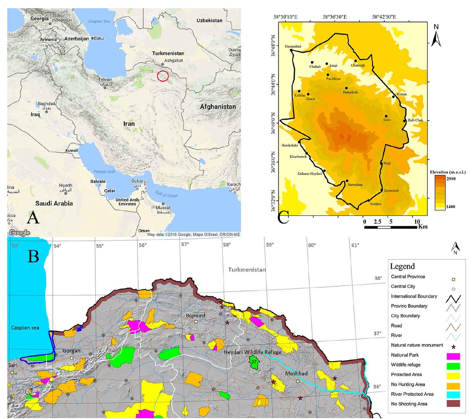 A. map of iran in the middle east (prepared in r 2016), the