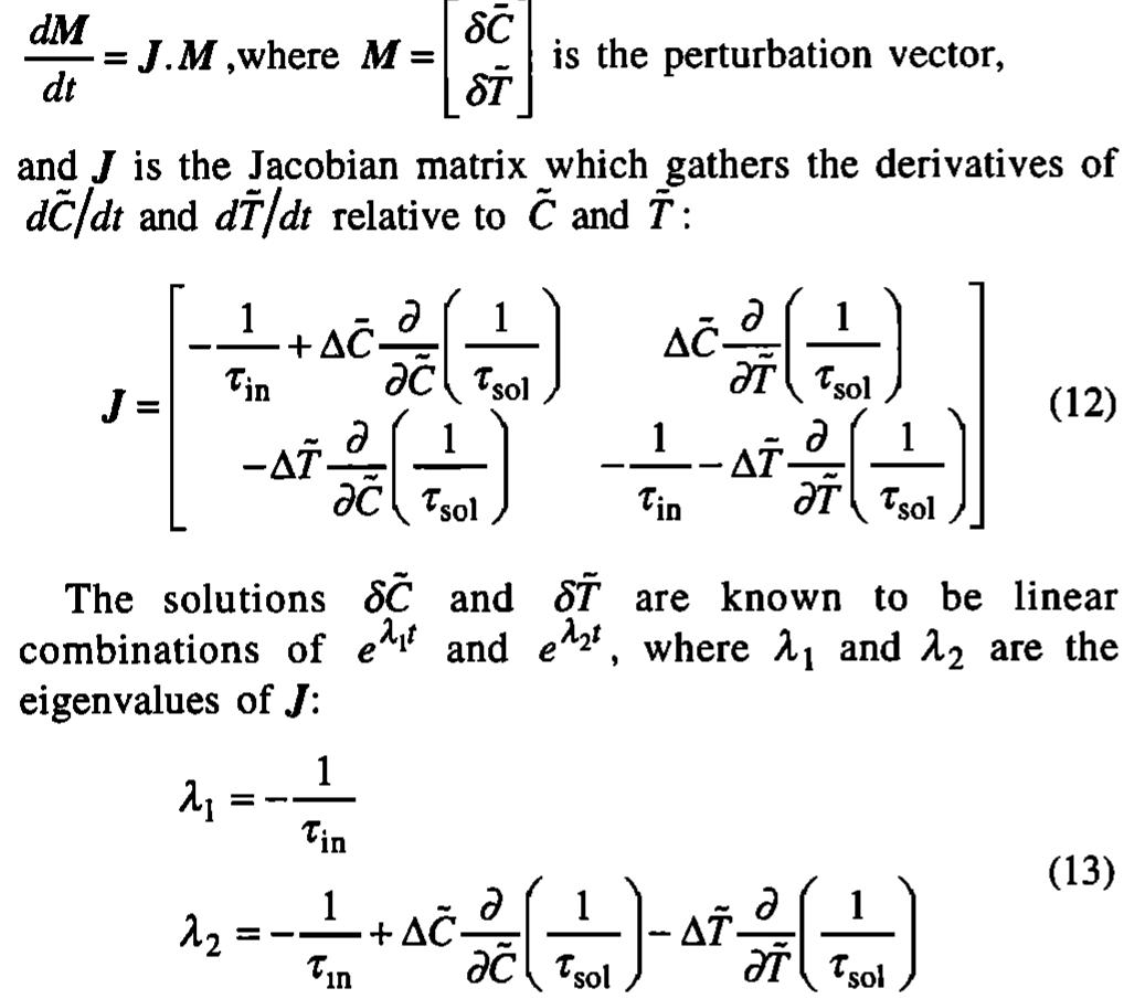 These equations can be rearranged into the matrix form the