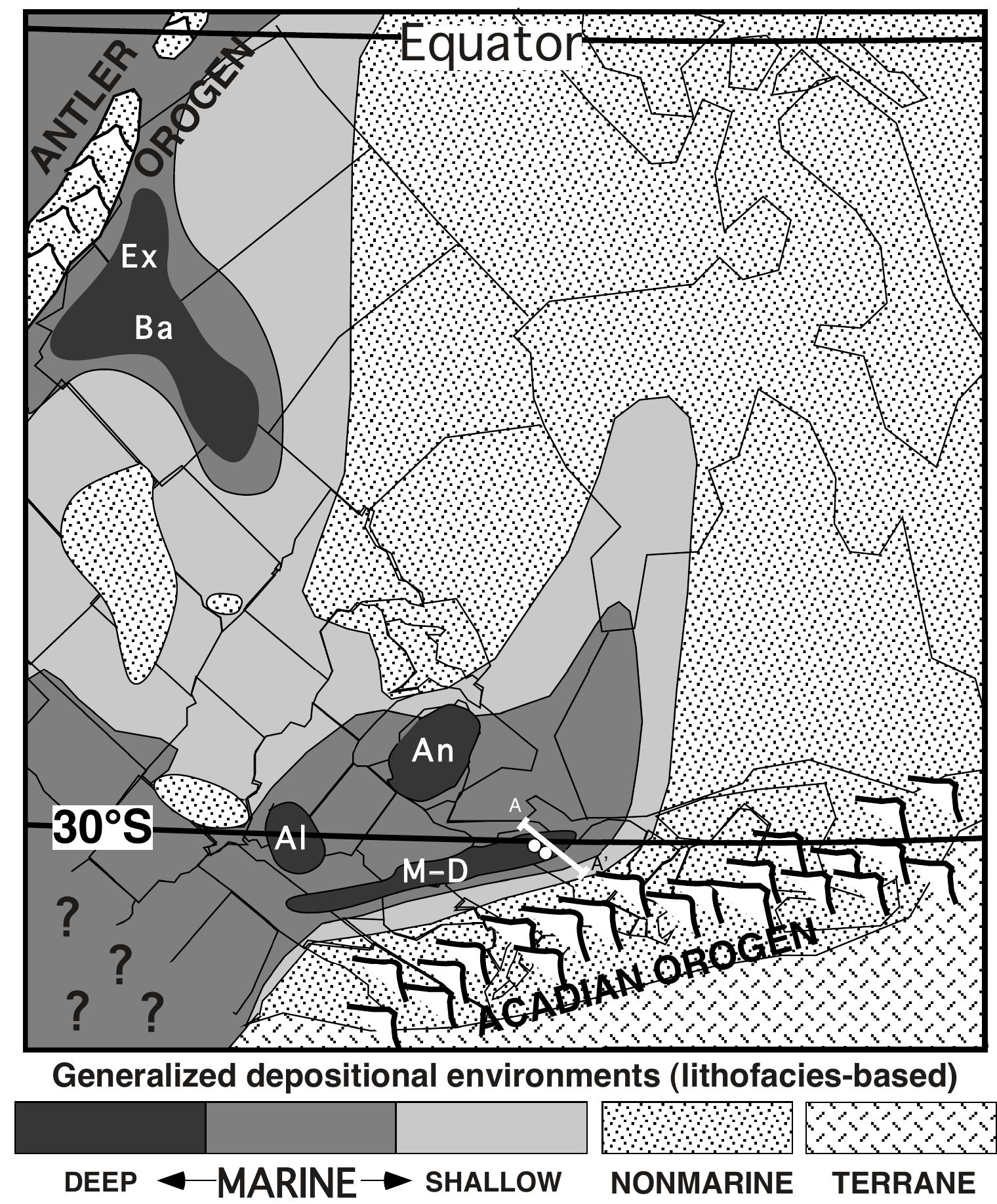 Fic. 14.—paleogeographic map for north america, generalized
