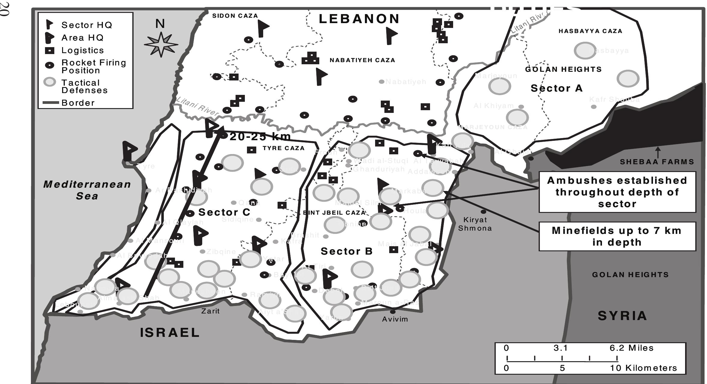 Map 1. hezbollah defensive system in southern lebanon