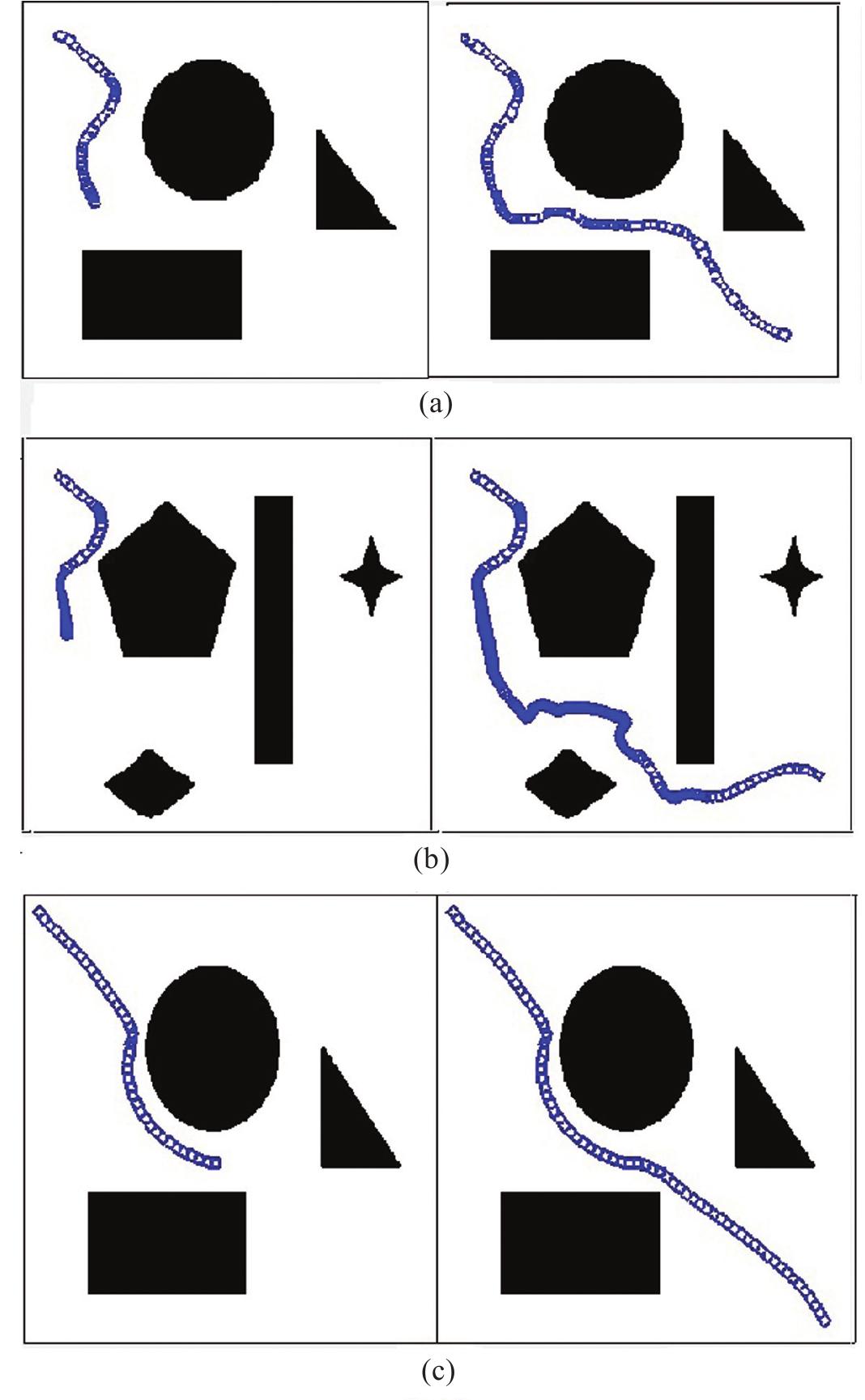 Snapshots of: (a) map 1 in potential field algorithm, (b)