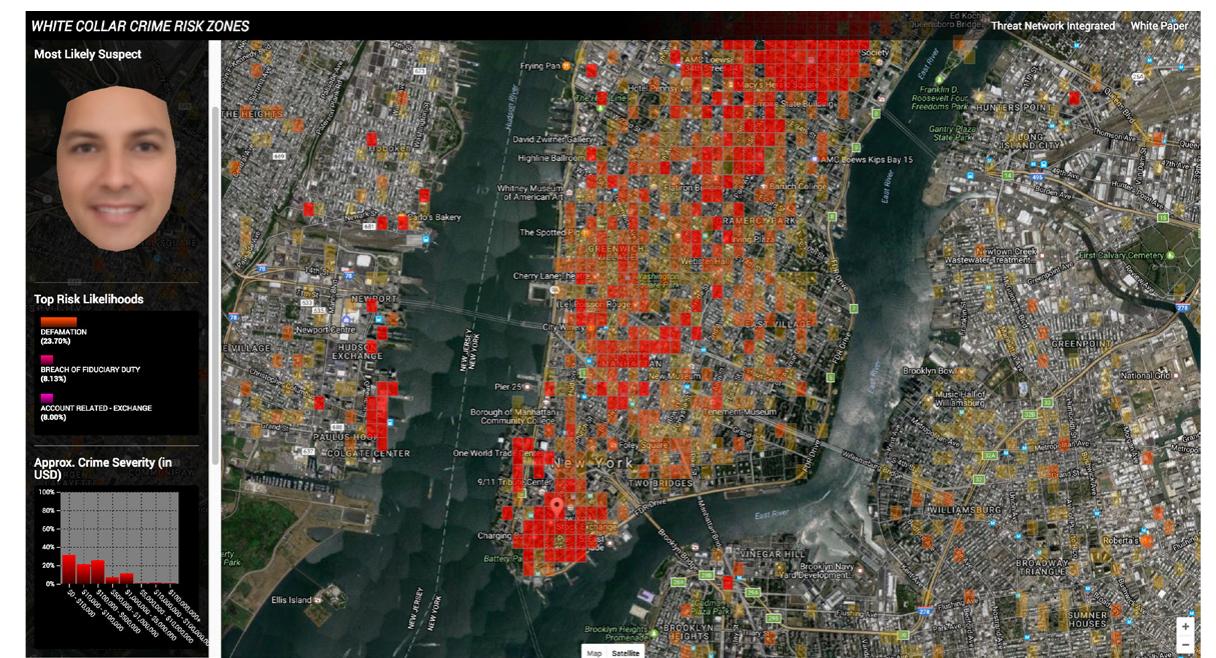 The wccews user interface. the map shows downtown manhattan