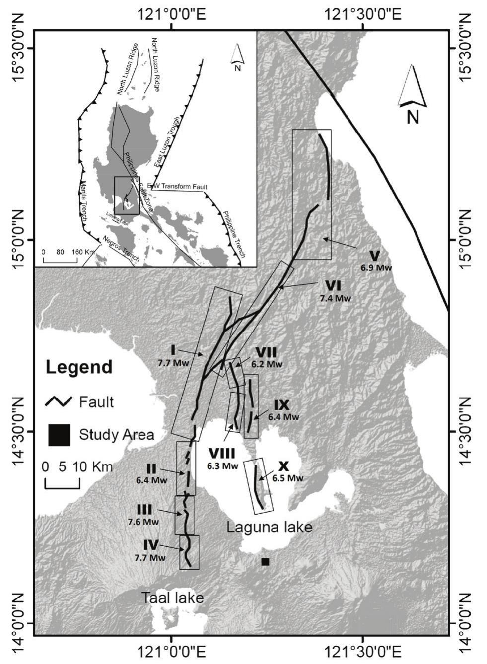 ‘igure 1. the valley fault system (vfs) and its segments are