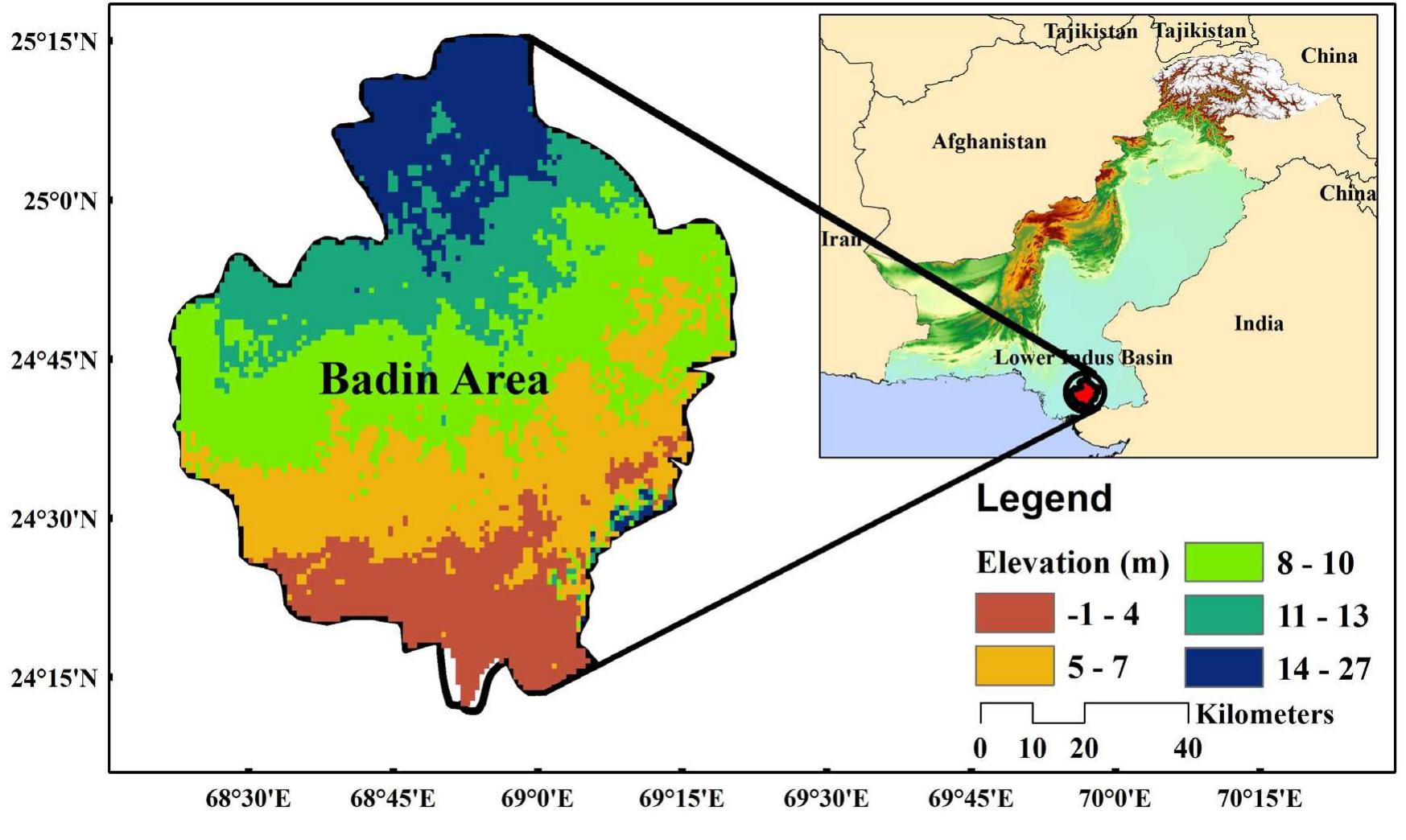 Elevation map of pakistan showing the location of the study