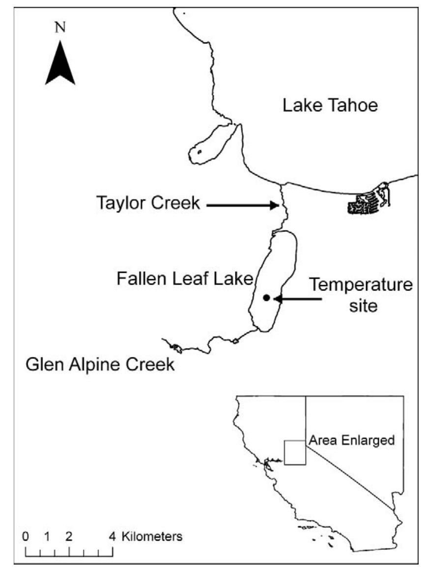 Ficure 1.—map of fallen leaf lake, indicating the site of