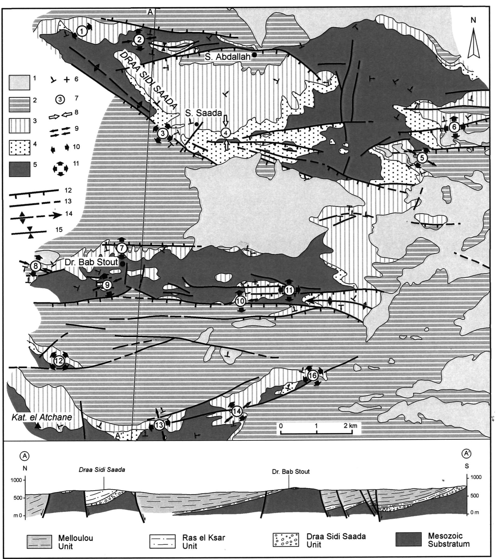 Geologic map and cross-sections of bab stout area (see