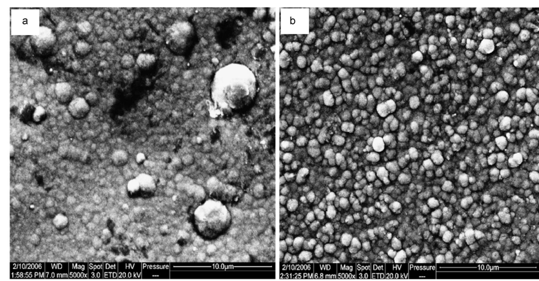 Sem photos of top surface of pd membranes prepared: a) by
