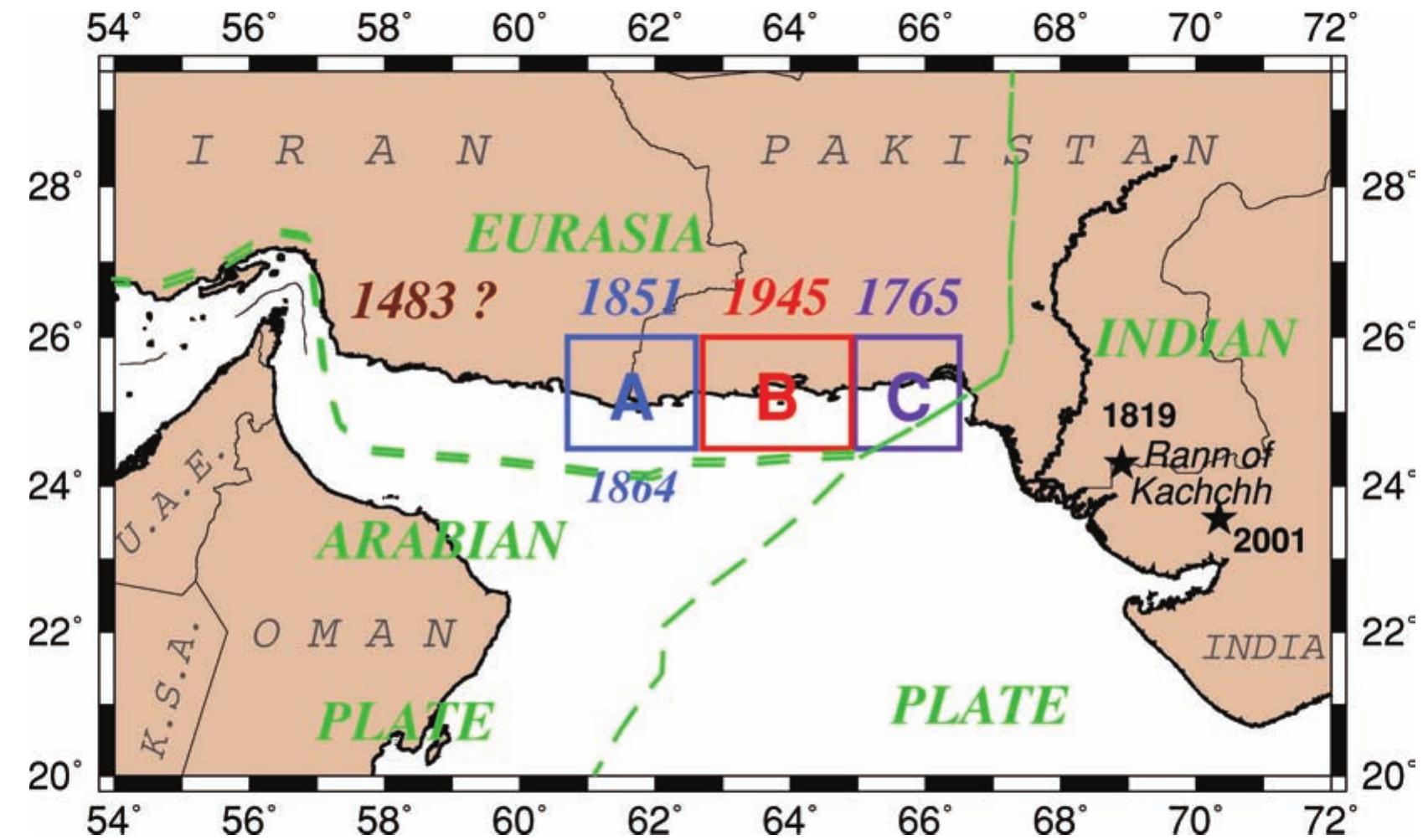 Map of the makran coast of pakistan and iran, after byrne et