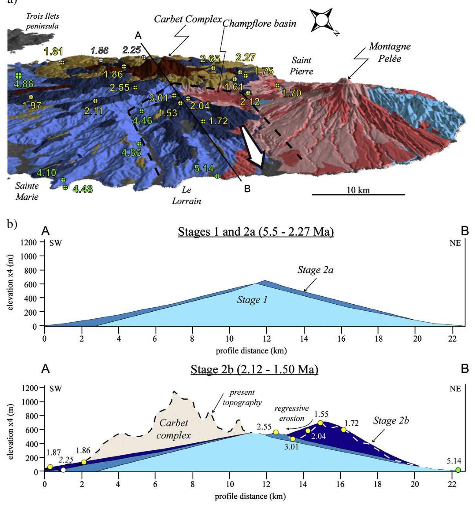 A) digital elevation model (from ign) and geologic units