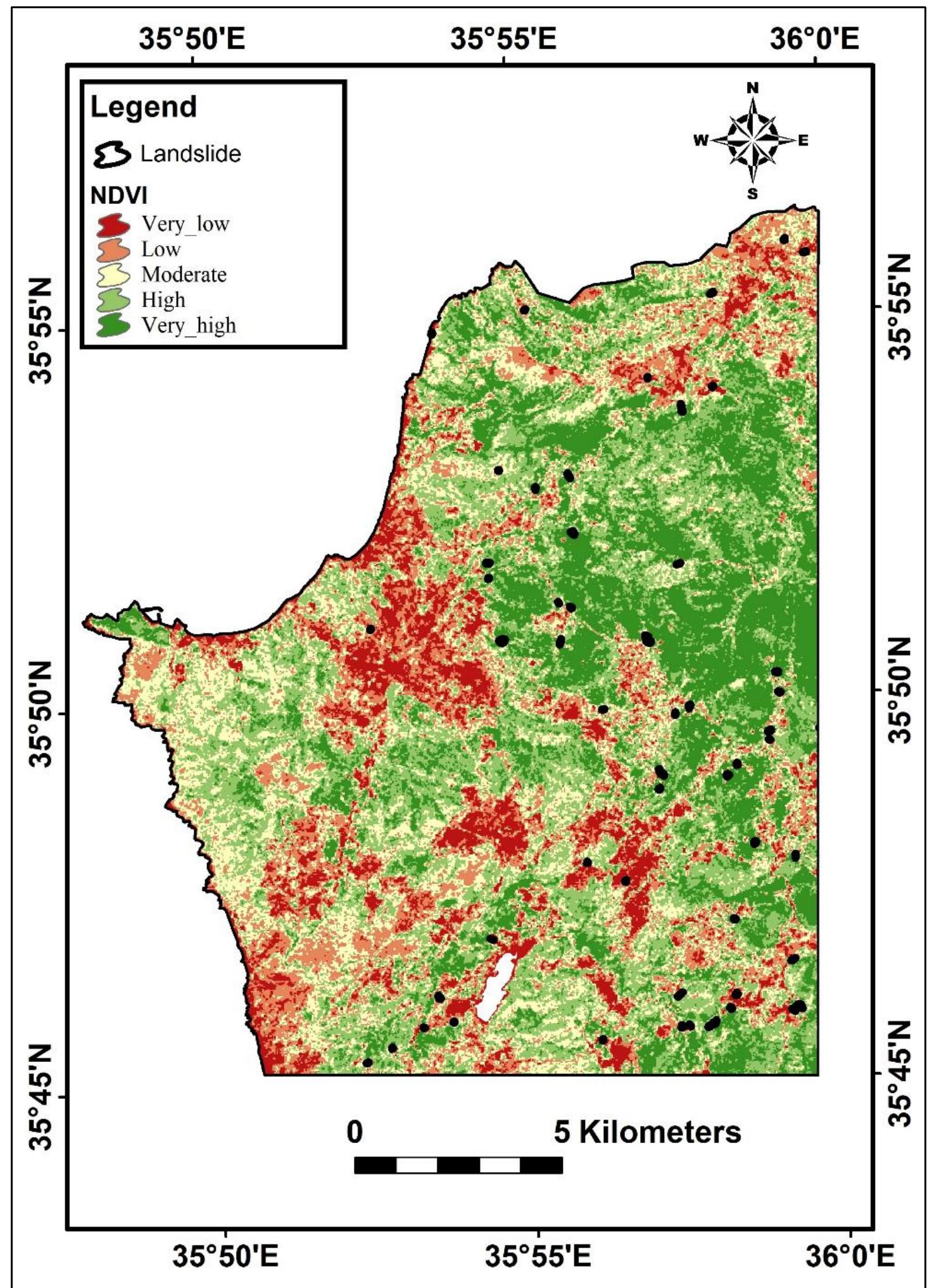 23: the ndvi map with all landslide locations.