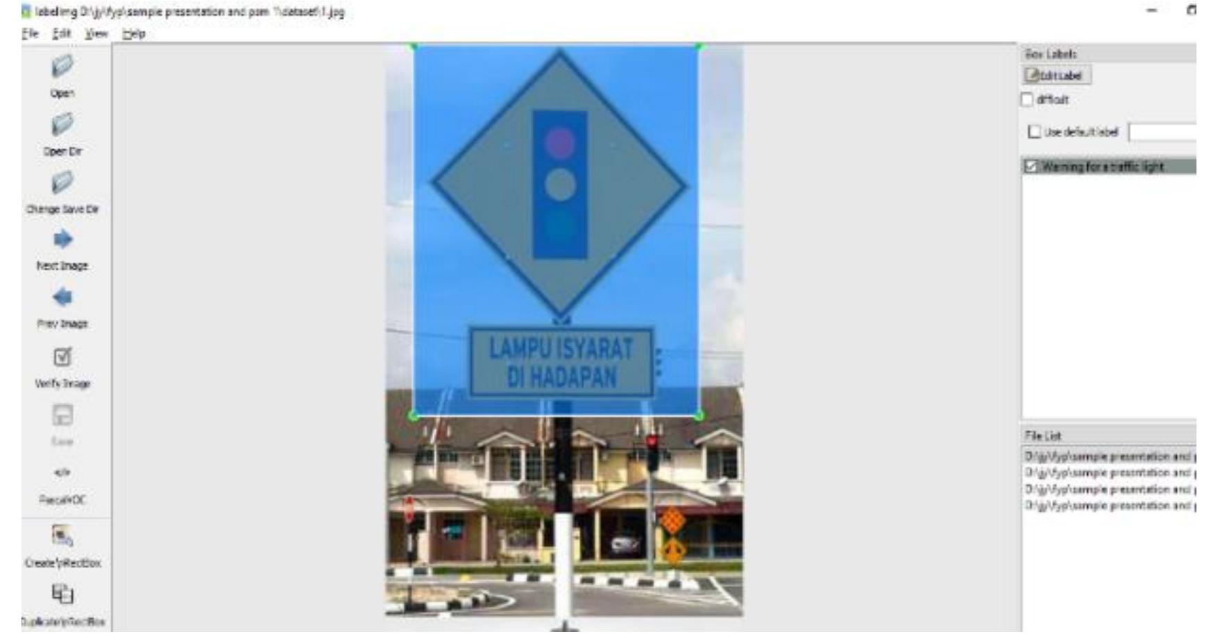 Labelling the traffic sign sample image