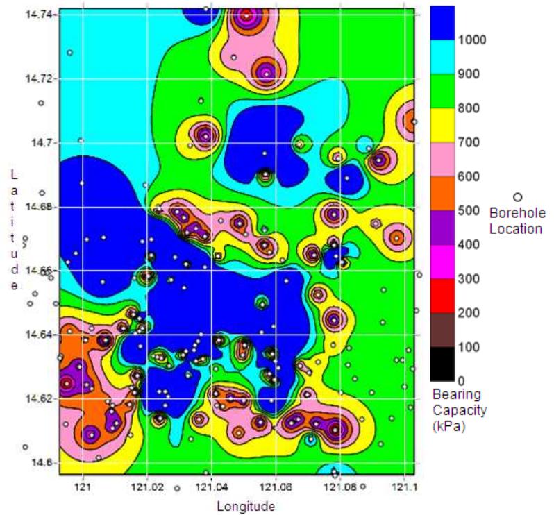 Soil bearing capacity at five-meter at 5 meters depth from