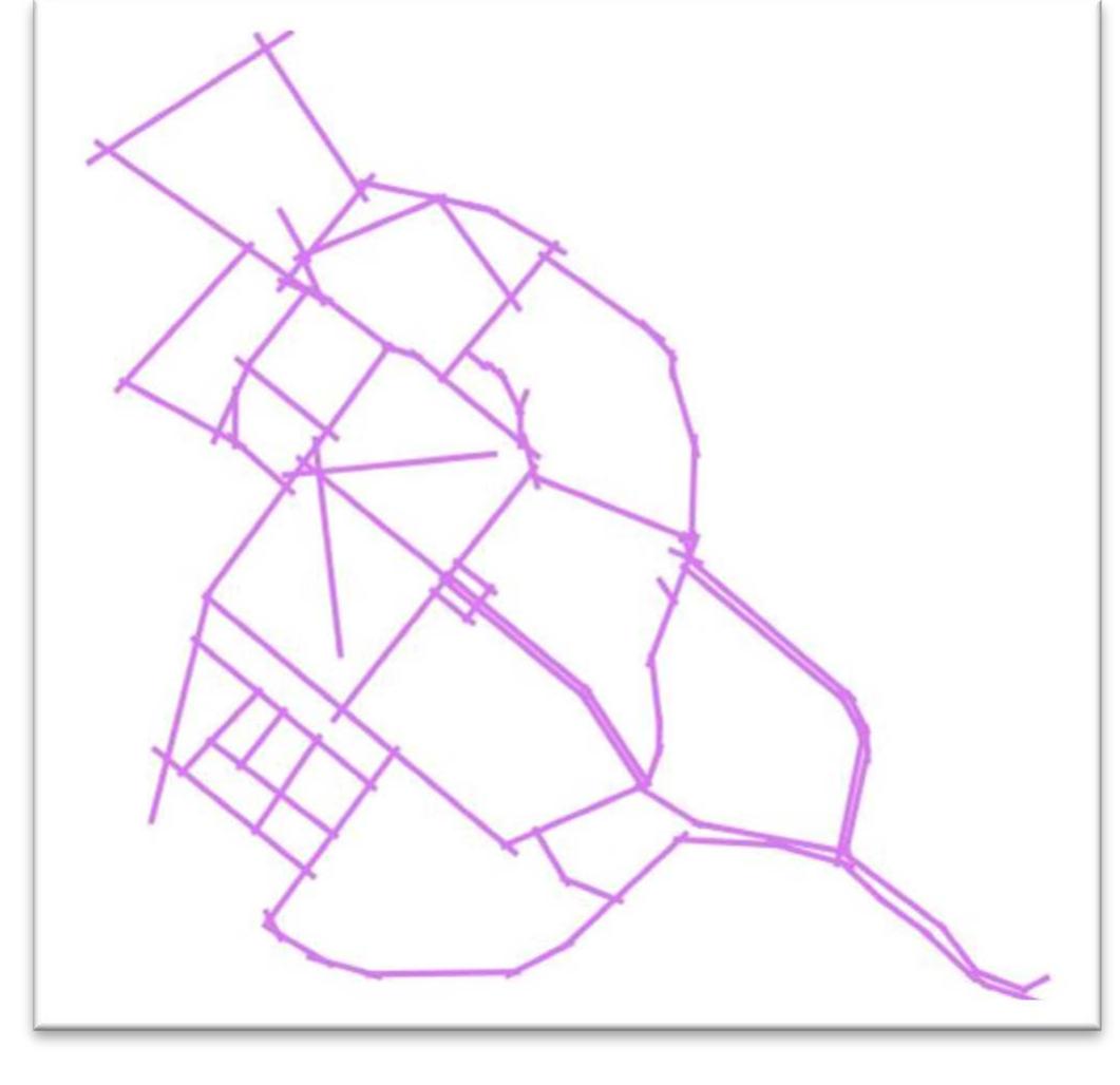| shows the axial lines as an initial data for space syntax