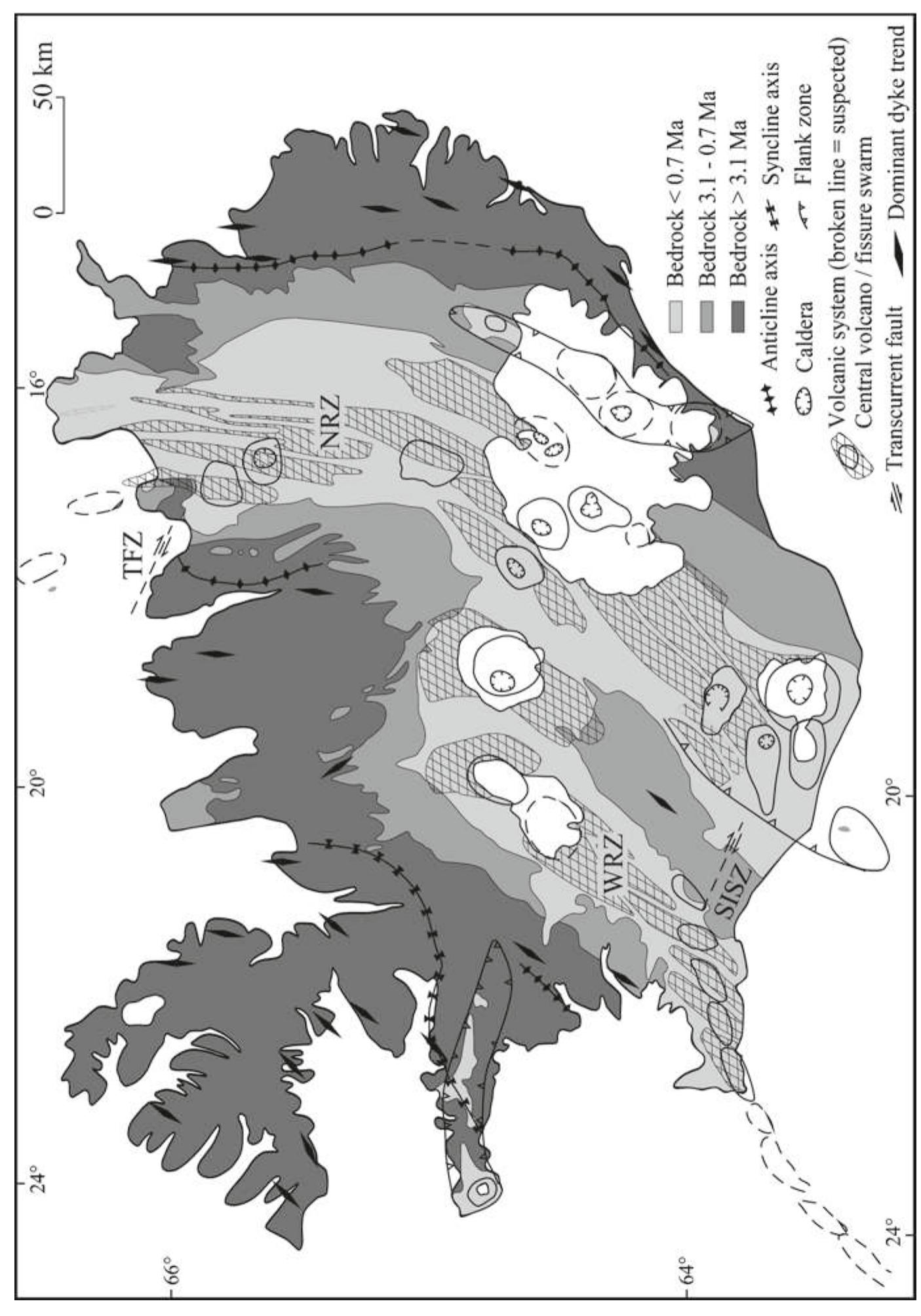 10 geological map of iceland showing the basic bedrock