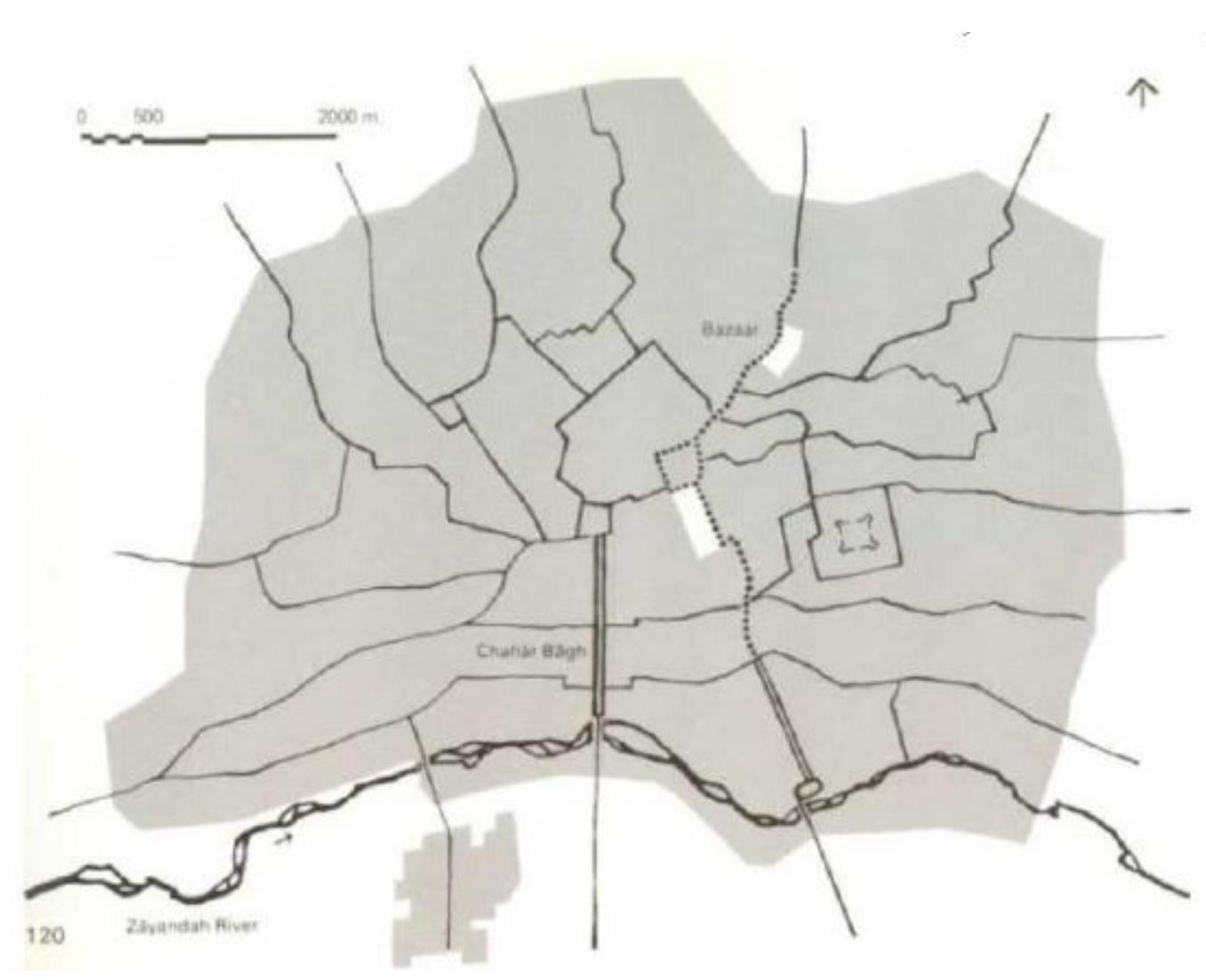 Schematic map of isfahan’s water channel (madi) system, the