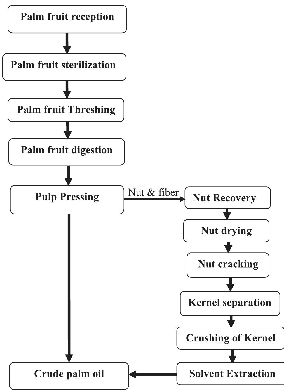 Crude palm oil processing flow chart.