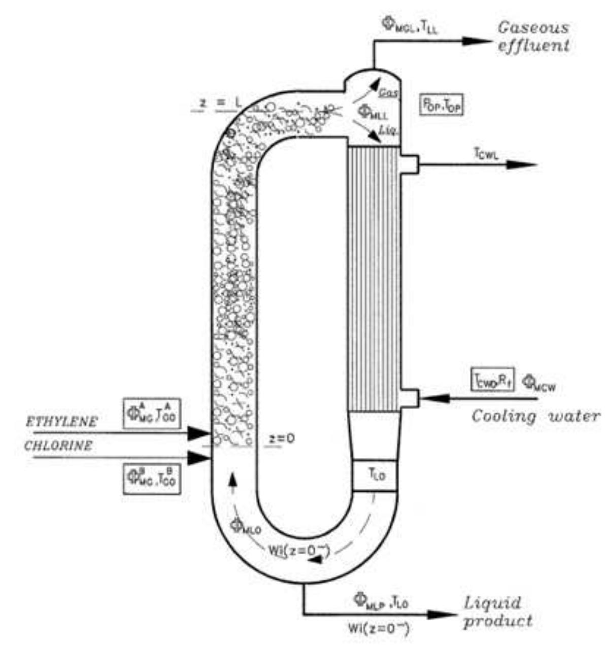 3: bubble column reactor with external loop recirculation.