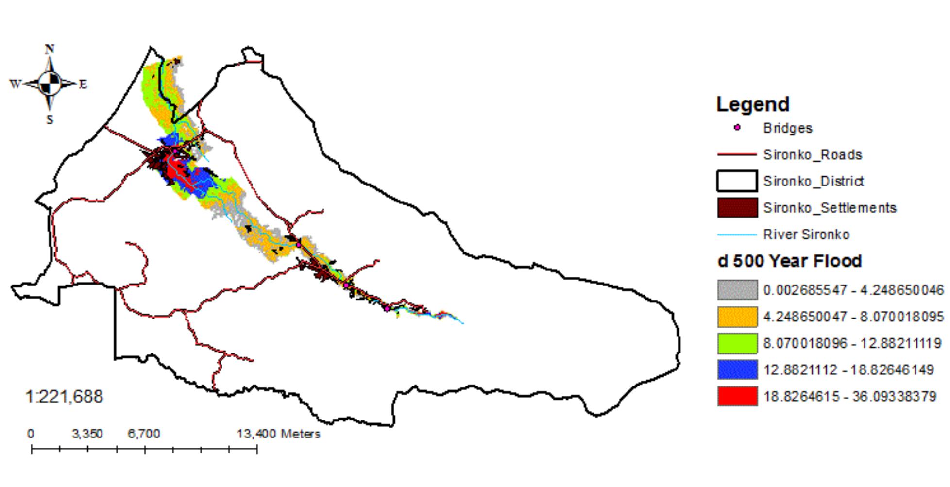 5 (d) sironko district flood hazard map for a 250 year flood