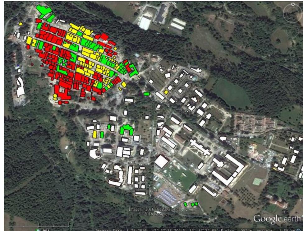 Google earth image and damage map (from copernicus emergency