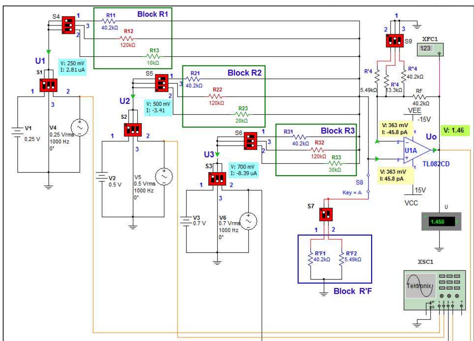 A simulation model of a non-inverting analog summing