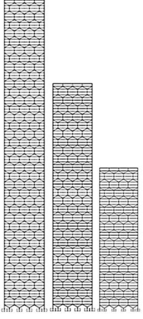 2d plan view of the hexagrid structure models
