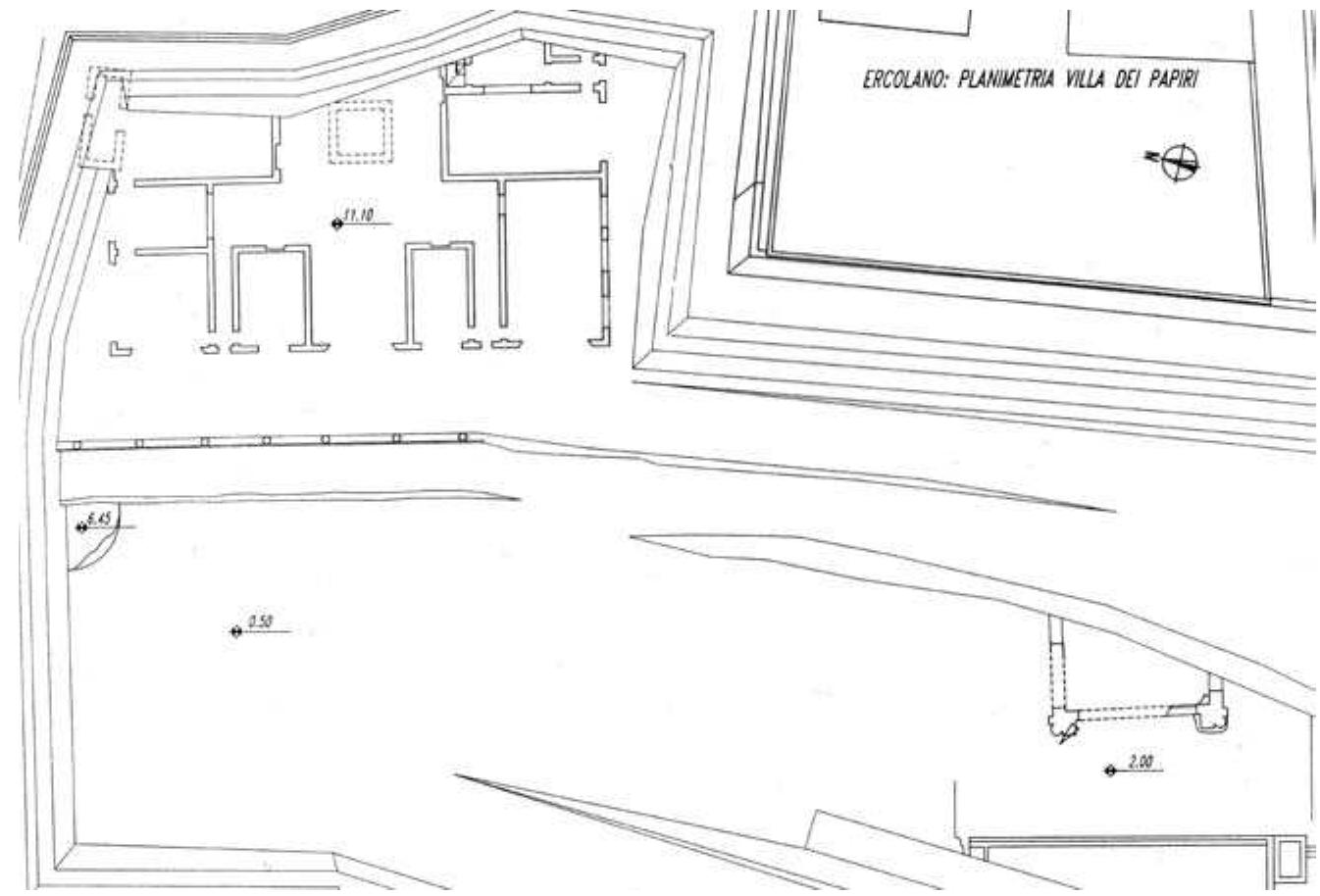 Villa of the papyri, plan of atrium quarter and lower