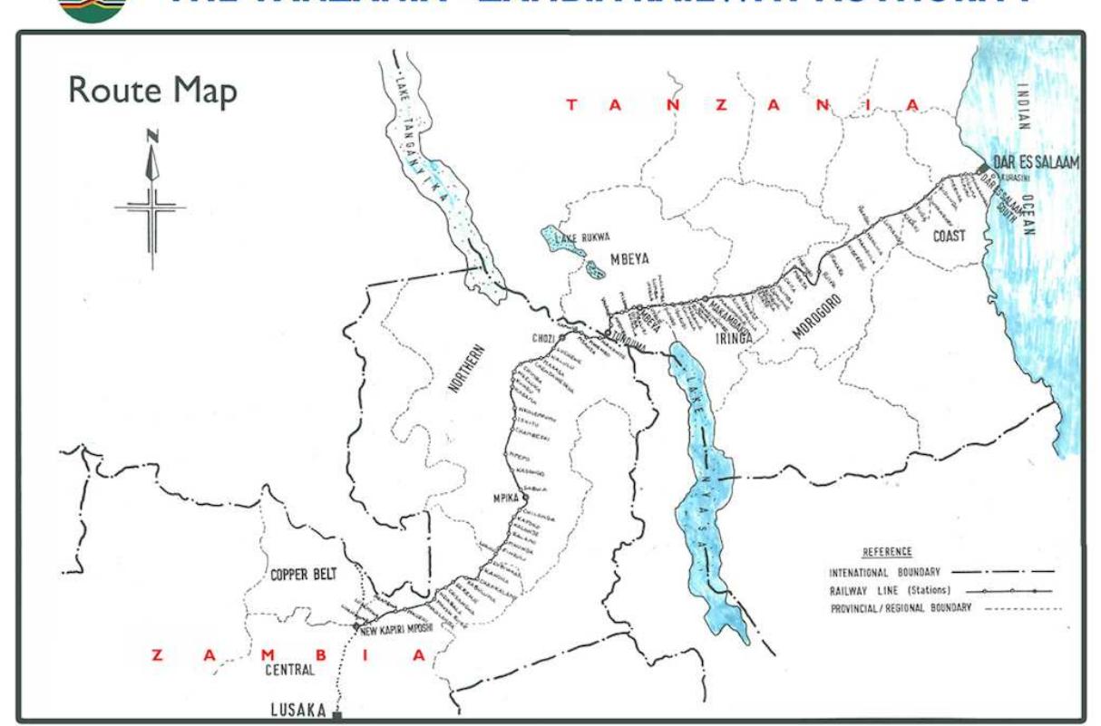 Tanzania-zambia railway authority: route map, in: tanzania-